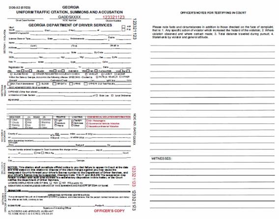 Police Citation Template